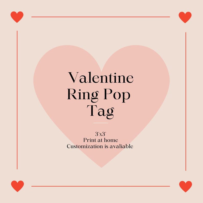 Valentine Ring Pop Tag Digital Download - Etsy