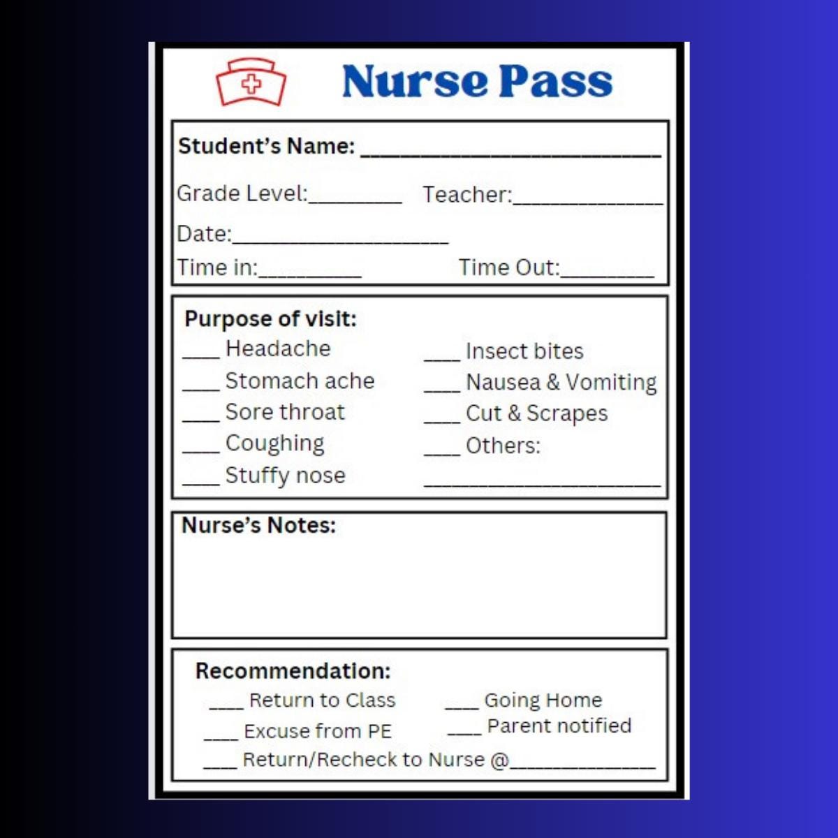 Nurse Pass - Etsy