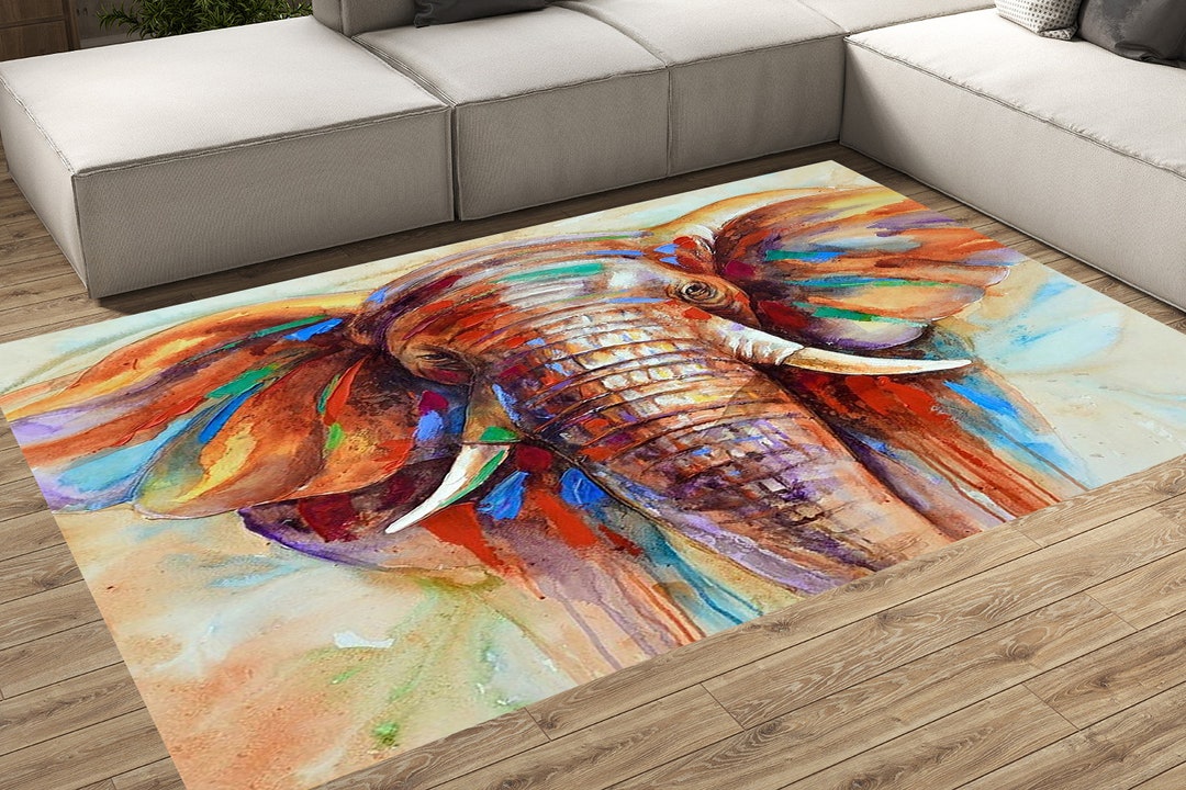 Watercolor Elephant Rug, Popular Rug, Modern Rug, Elephant Rug, Salon ...