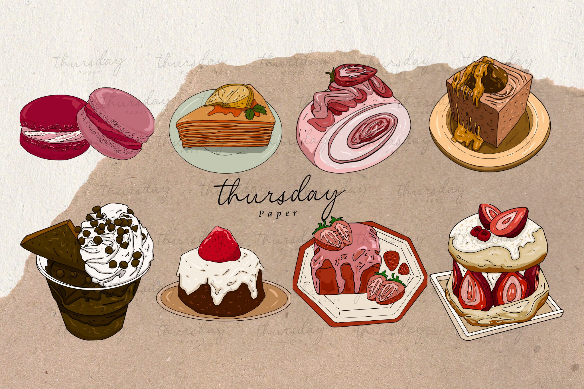 Dessert Clipart, Dessert Design Bundle, Png Art Bundle - Etsy