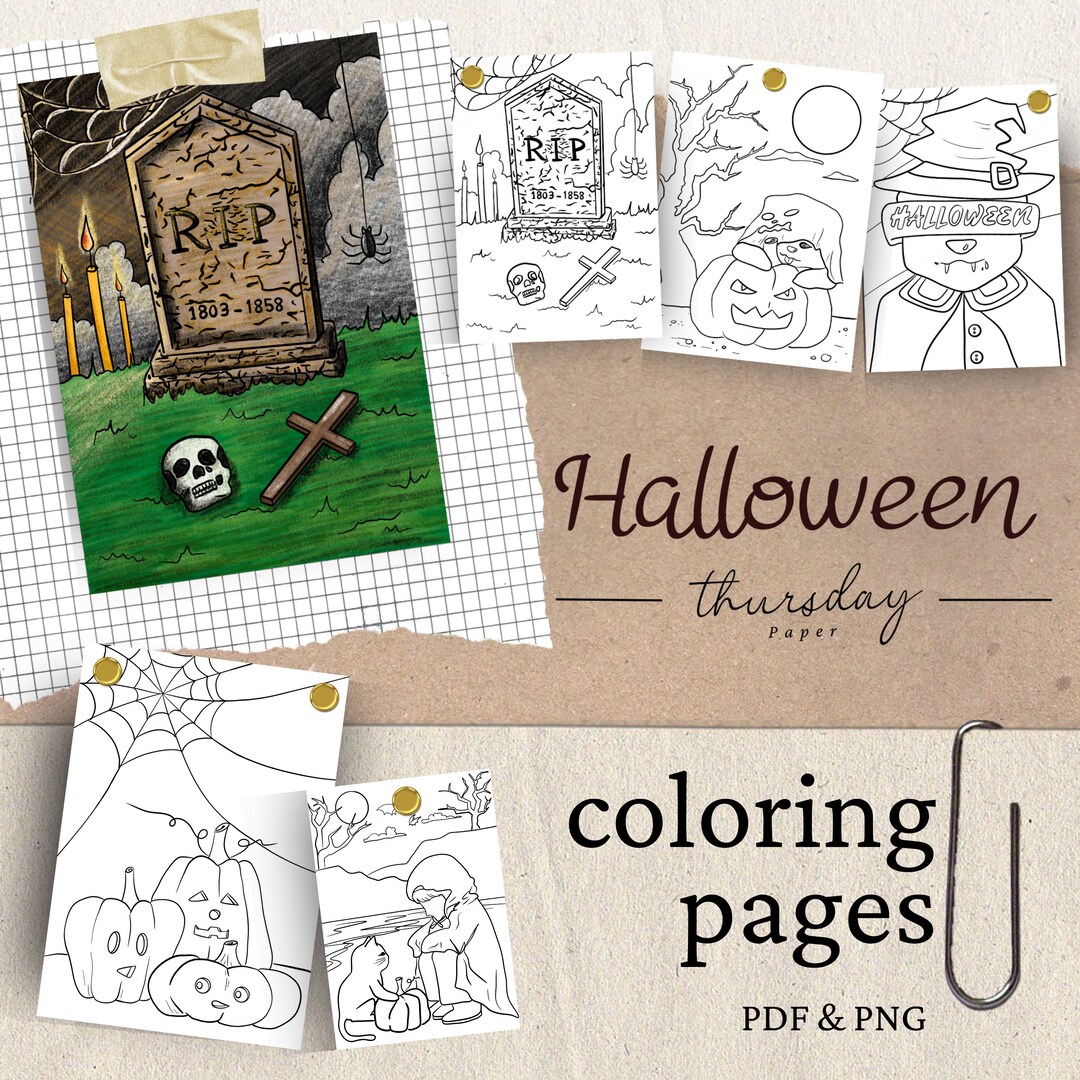 Halloween Coloring Page, 10 Pages, Cute Coloring, Digital Download, A4 ...