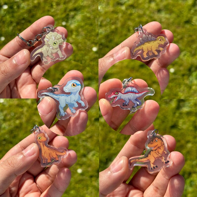 Dinosaur Keyring Keychain, Velociraptor, T Rex, Stegosaurus ...