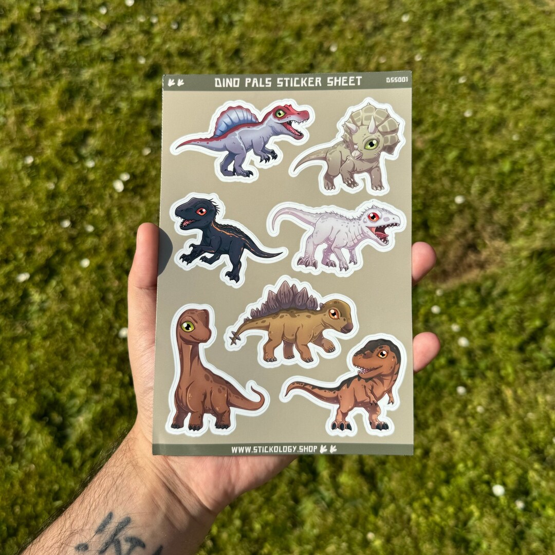 Dino Pals Sticker Sheet: Waterproof Dinosaur Stickers - Etsy