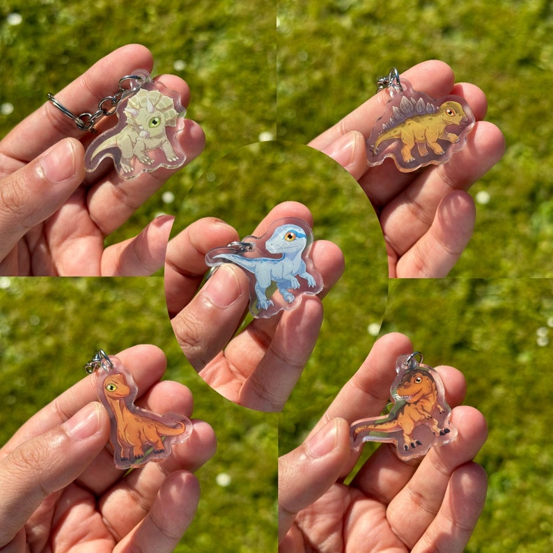 Dinosaur Keyring Keychain, Velociraptor, T Rex, Stegosaurus ...