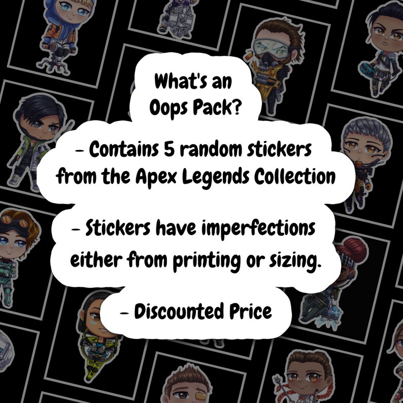 Oops Sticker Pack, Apex Legends Sticker Bundle, 5 Sticker Pack, Vinyl Stickers for Laptops ...