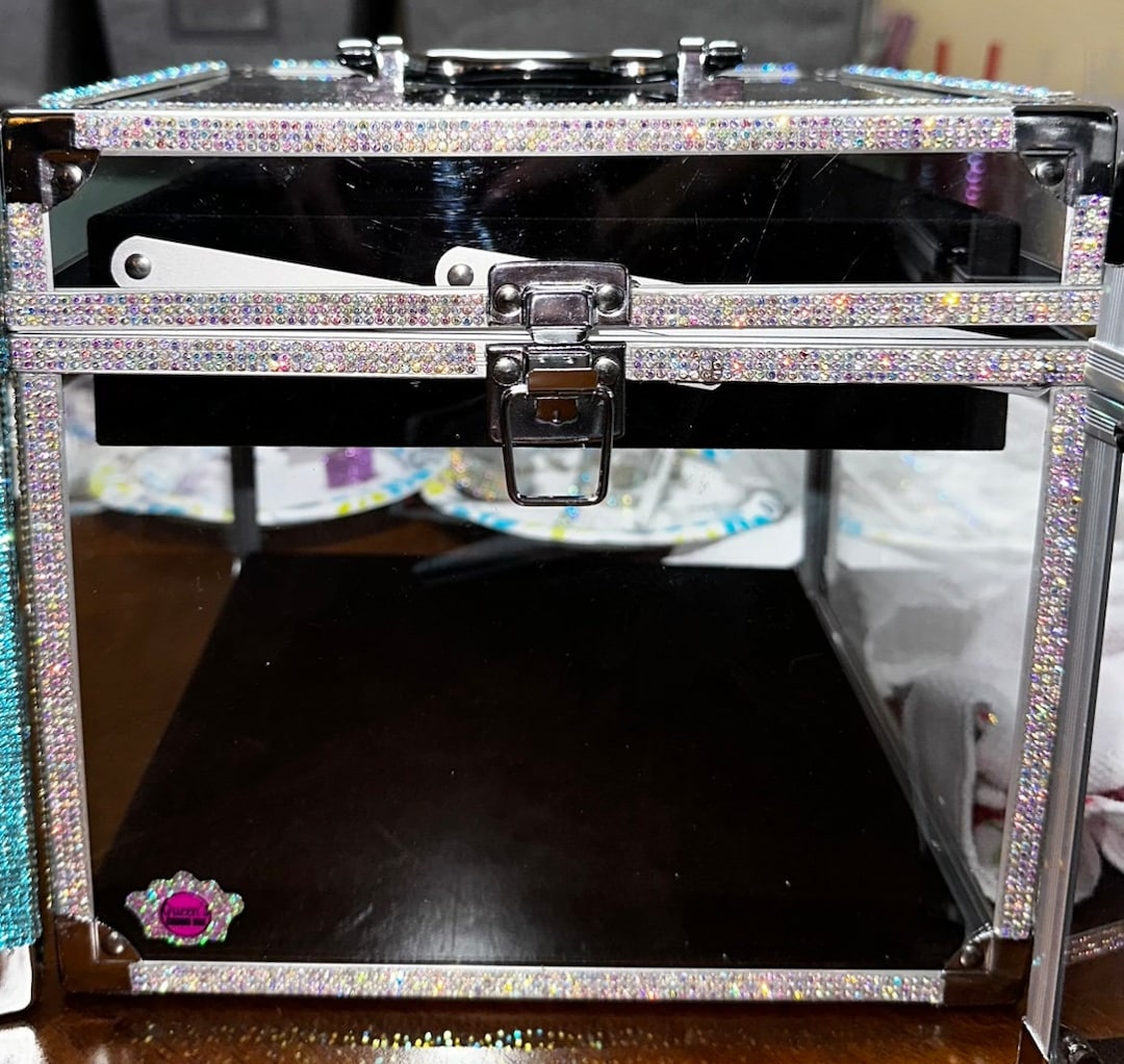 Rhinestone Pageant Crown Box Tiara Display With Sash Holder Tray Travel ...