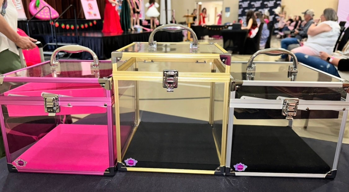 Large Pageant Crown Box Tiara Display Travel Display Train Case Purse ...