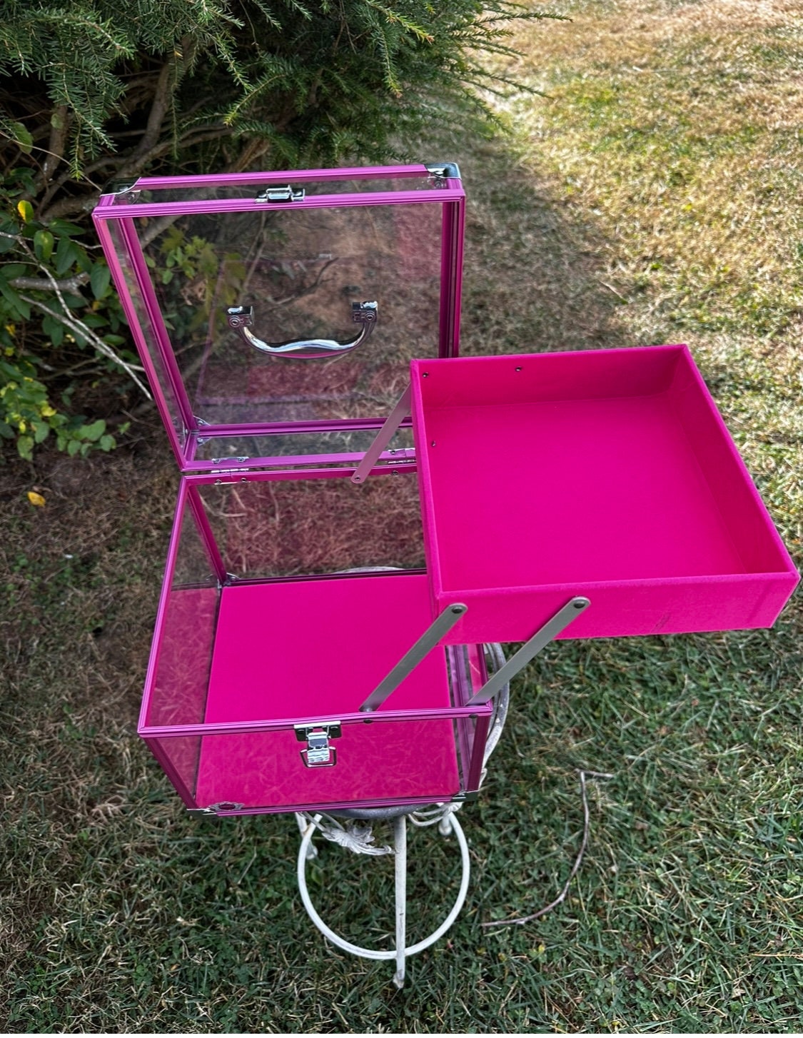 Pink Pageant Crown Box Travel Display Storage Carry Train Case Purse ...