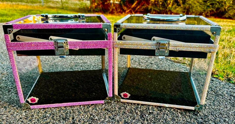 Purple Rhinestone Pageant Crown Box Tiara Display With Sash Holder Tray ...