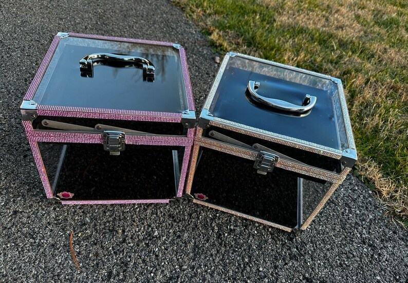 Rhinestone Pageant Crown Box Tiara Display With Sash Holder Tray Travel ...