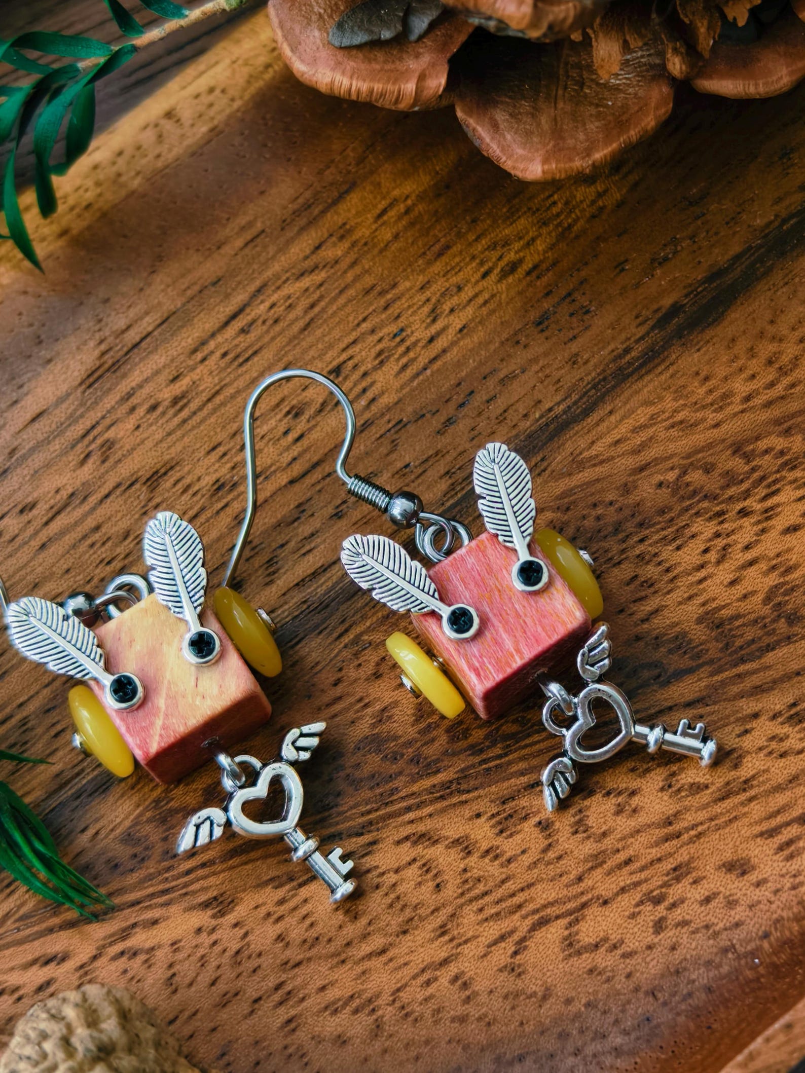 Handmade Wooden Robot Earrings – Quirky Lightweight Dangle Jewelry – 3 ...
