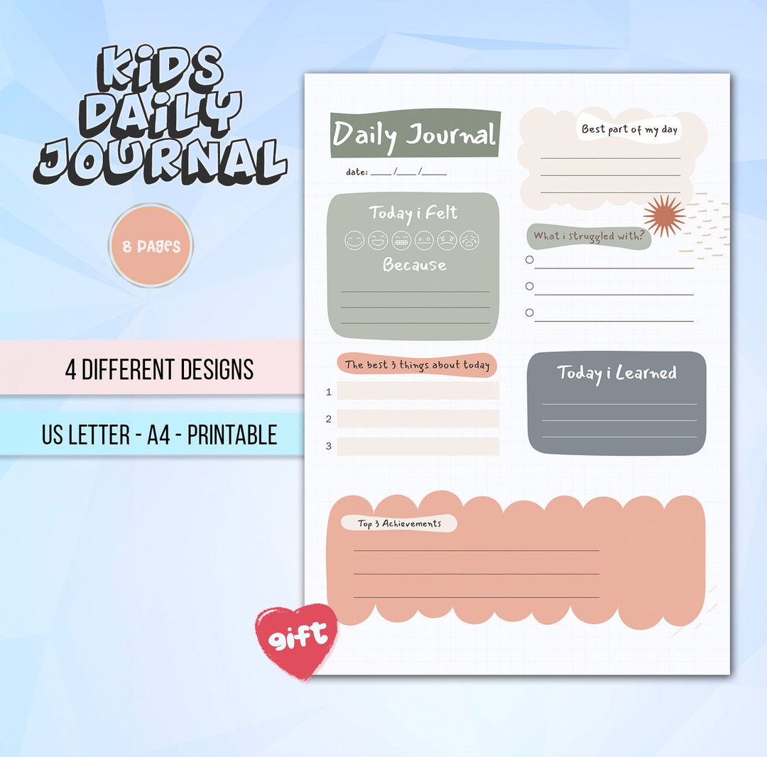 Kids Daily Journal Printable Kids Journal Creative and Educational for ...