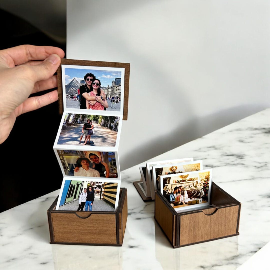 Pull Out Photo Album, Custom Wooden Photo Box, Personalized Memory ...