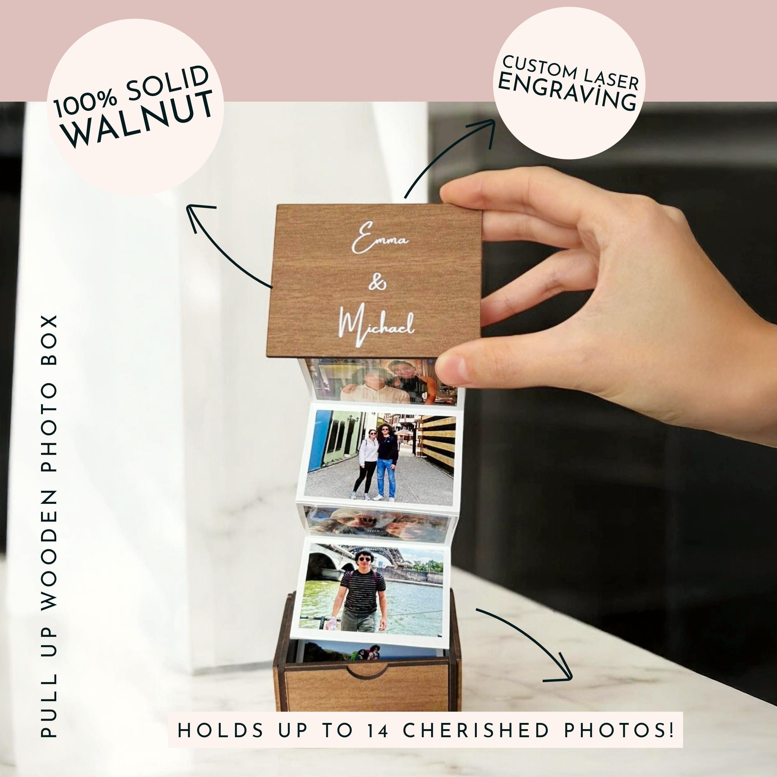 Personalized Pull Out Photo Box, Custom Wooden Photo Box, Memory ...
