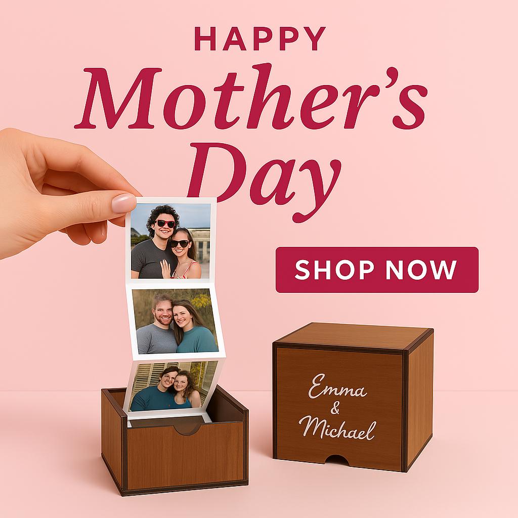 Personalized Pull Out Photo Box, Custom Wooden Photo Box, Memory ...