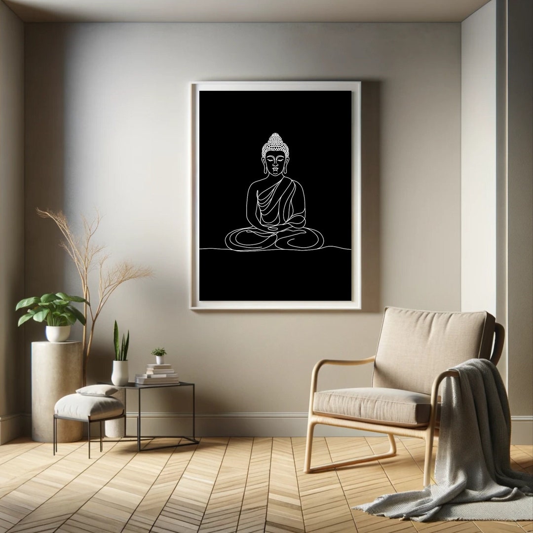Line Art of Buddha, Minimal Buddha Drawing, Zen Wall Art, Spiritual ...