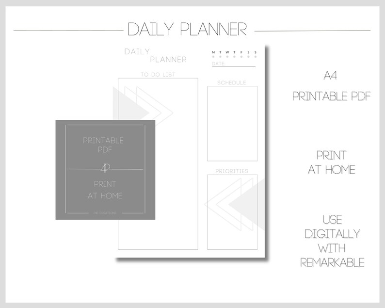 Daily Planner, Digital, Printable, Triangles, Minimal, to Do, Schedule ...
