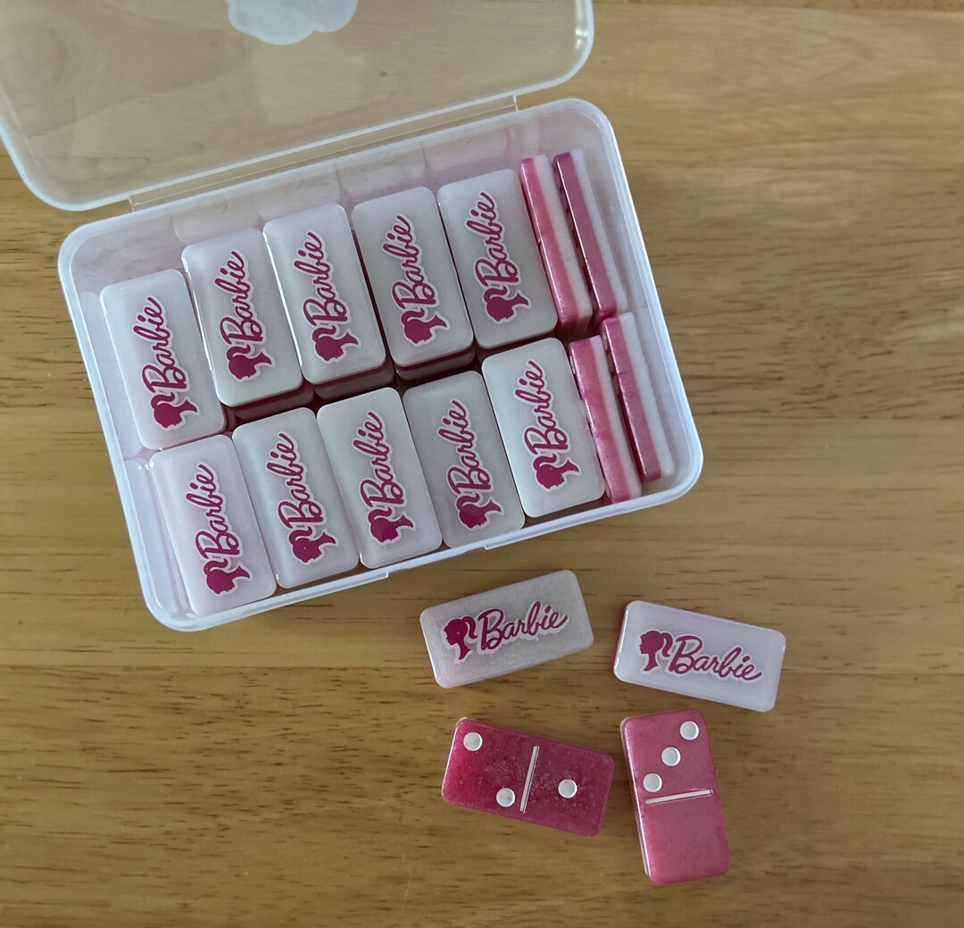 Handmade Resin Pink Barbie Double Six Domino Set - Etsy