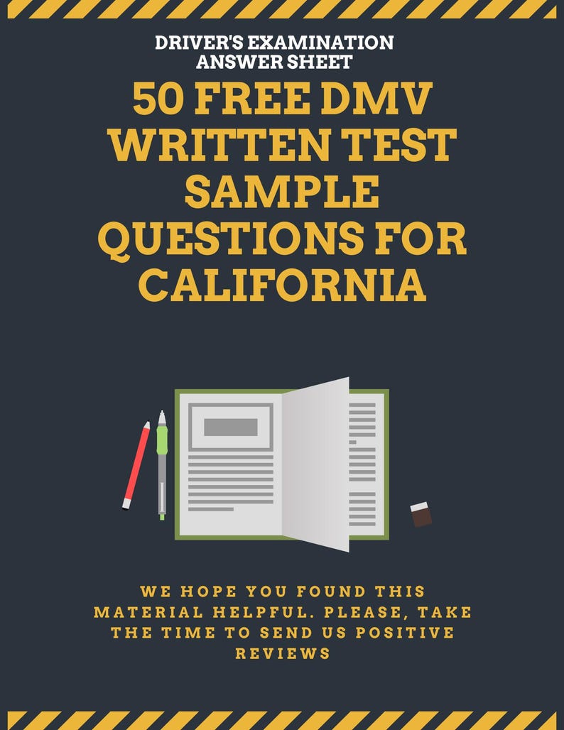 DMV Written Test Sample Question for California Driver's Examination ...