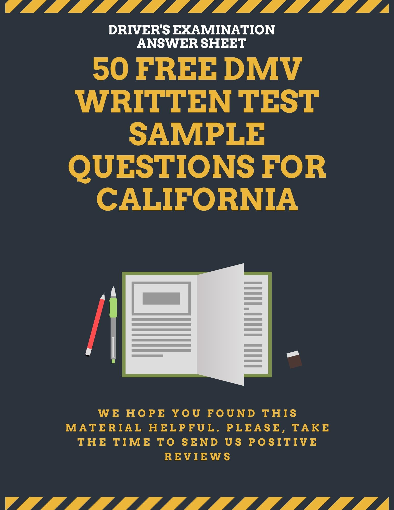 DMV Written Test Sample Question for California Driver's Examination ...