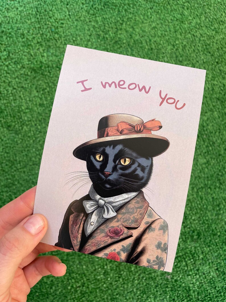 6 Classy Cat Postcards - Illustrated Cats in Elegant Clothes| Birthday ...
