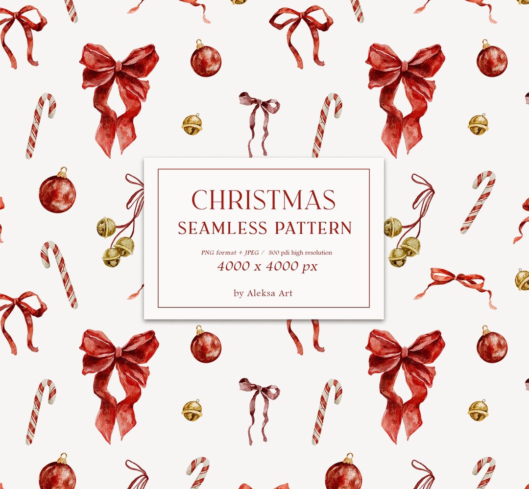 Christmas Digital Paper Witn Red Bows, Glass Christmas Balls, Christmas ...