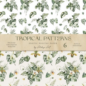 Tropical Digital Paper Clipart Seamless Pattern Scrapbook Pattern ...