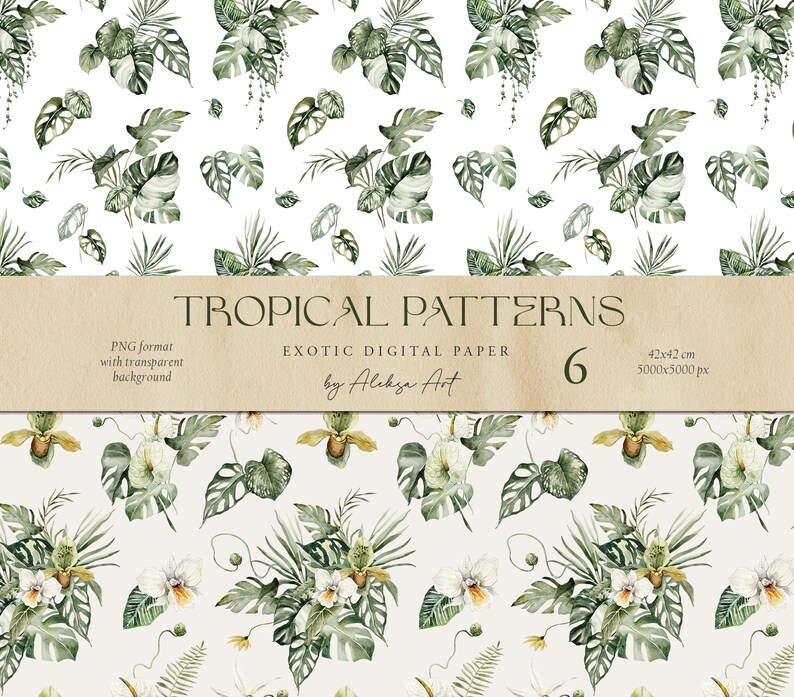 Tropical Digital Paper Clipart Seamless Pattern Scrapbook Pattern ...