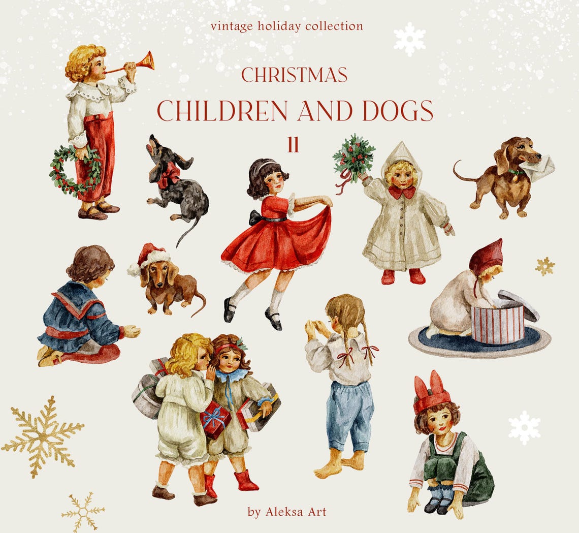 Watercolor Christmas Decor Clipart - Christmas Elements Set - Holiday ...