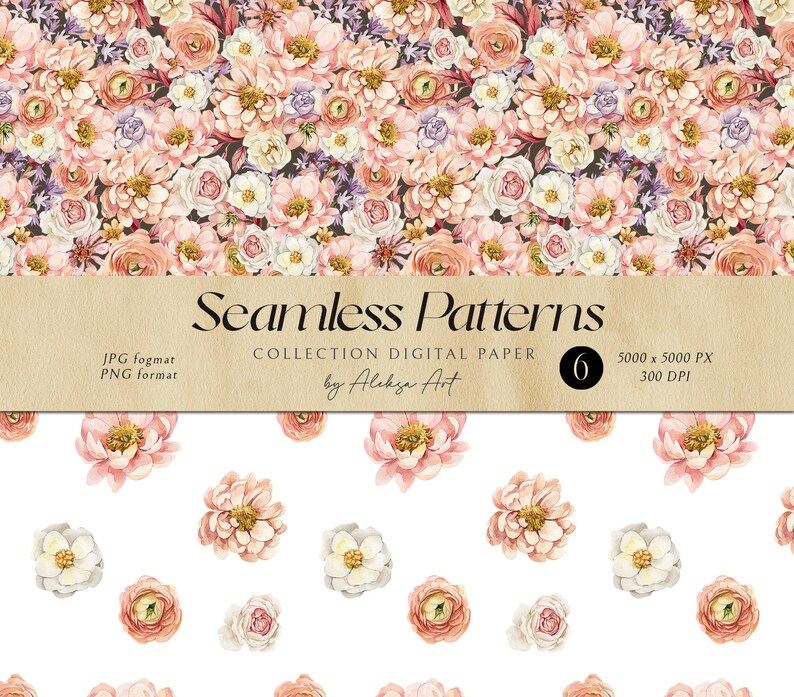 Watercolor Peach Fuzz Digital Paper Seamless Pattern Scrapbook ...