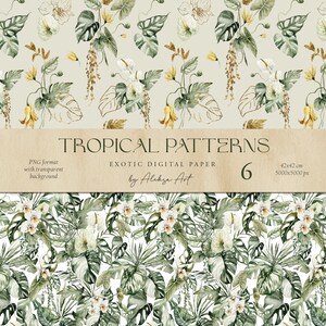 Tropical Digital Paper Clipart Seamless Pattern Scrapbook Pattern ...