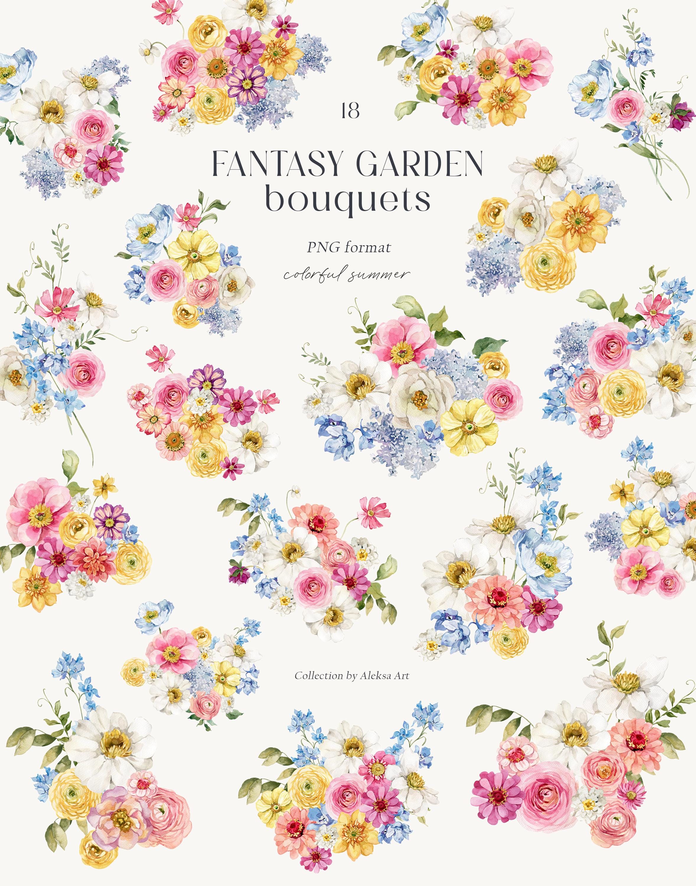 Watercolor Summer Flowers Clipart Spring Florals Collection Bright ...