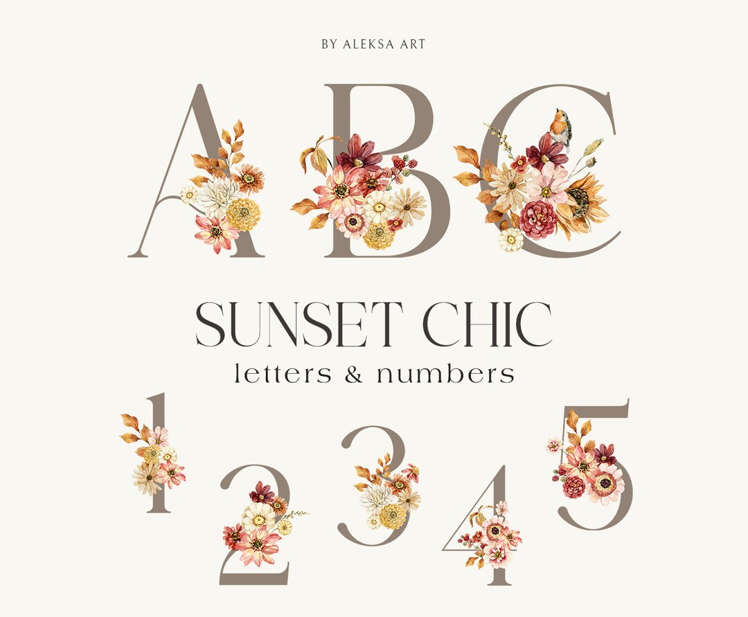 Autumn Alphabet Watercolor Clipart Season Fall Flowers Letters and ...