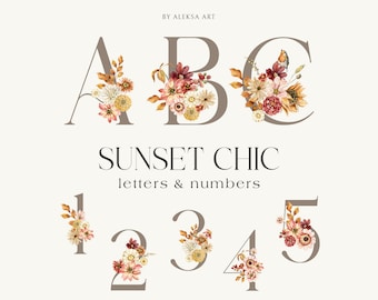 Autumn Alphabet Watercolor Clipart Season Fall Flowers Letters and ...