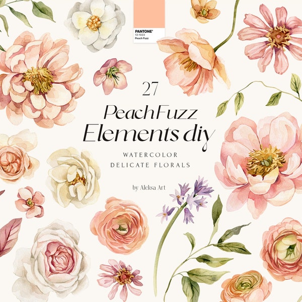 Watercolor Spring Wildflowers Clipart Elements Tiny Flowers Botanical ...