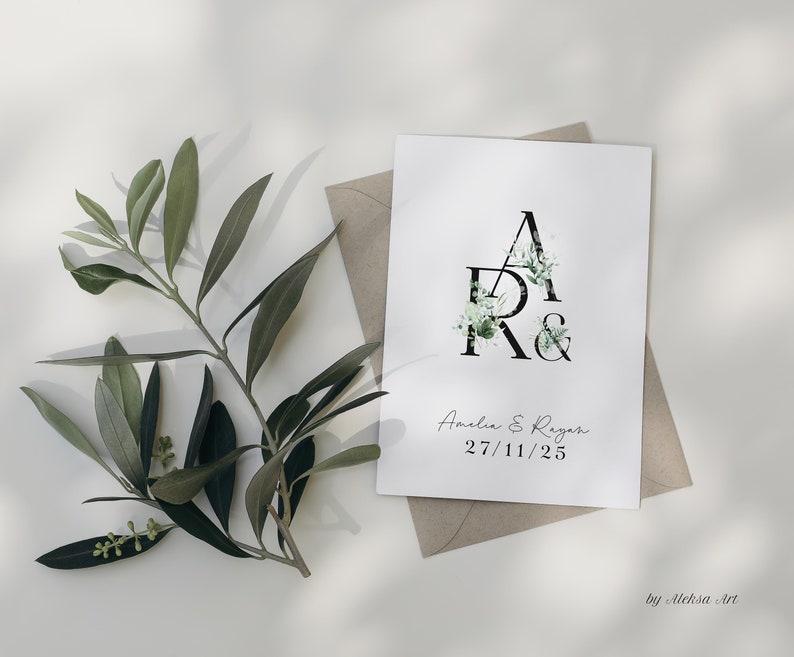 Watercolor Foliage Greenery Alphabet Clipart Letters and Numbers ...
