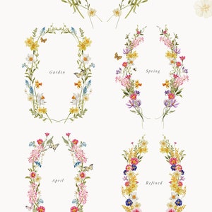 Spring Floral Wreath Clipart Watercolor Butterflies Spring Bright ...