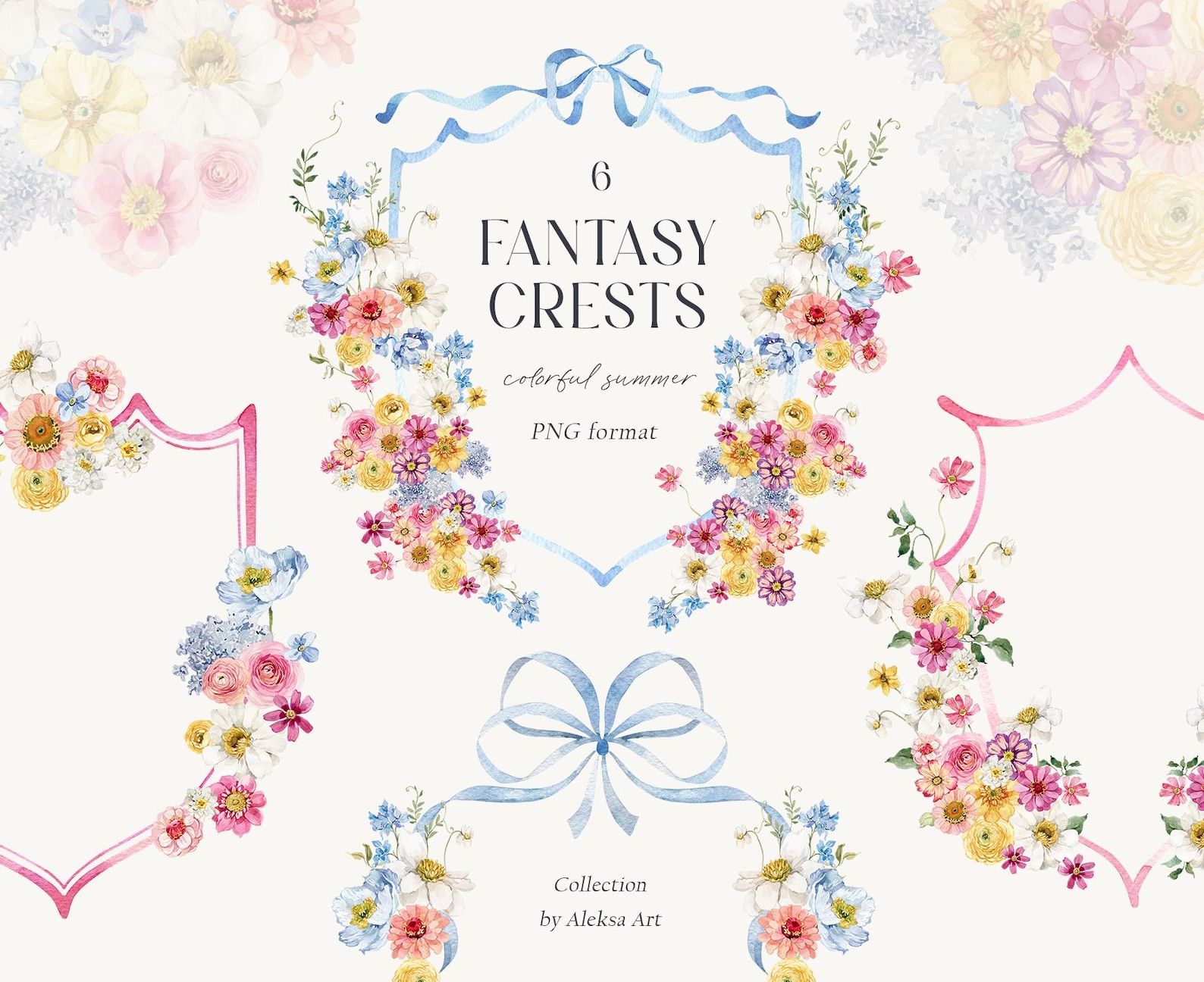 Vintage Crest Frames Watercolor Clipart Wedding Crest Victorian Frame ...