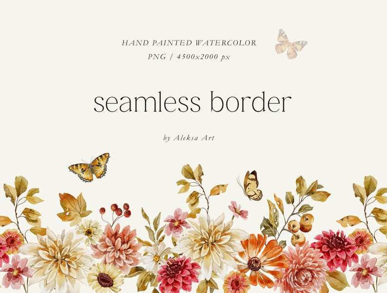 Autumn Floral Border - Watercolor Fall Clipart, Wedding Floral Invites ...