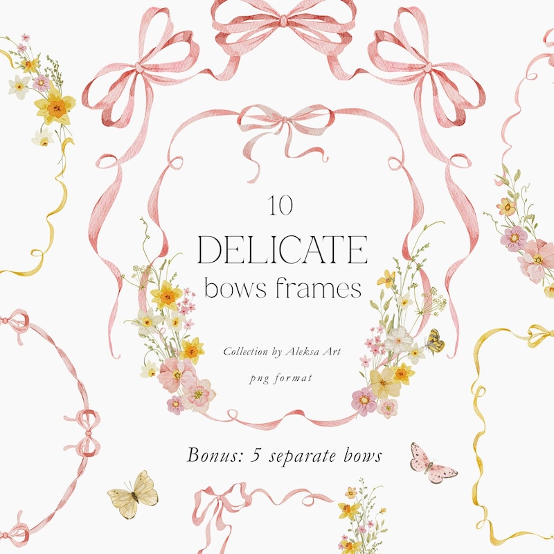 Flower Border Bow - Etsy