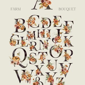 Autumn Alphabet Watercolor Clipart Season Fall Flowers Letters and ...