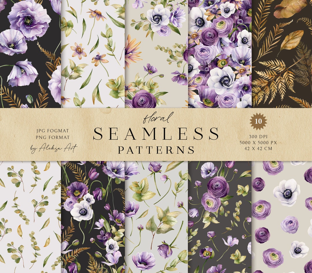 Watercolor Digital Papers Scrapbook Paper Seamless Pattern Designer ...