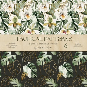 Tropical Digital Paper Clipart Seamless Pattern Scrapbook Pattern ...