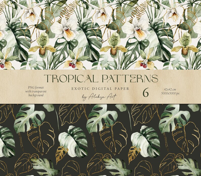 Tropical Digital Paper Clipart Seamless Pattern Scrapbook Pattern ...