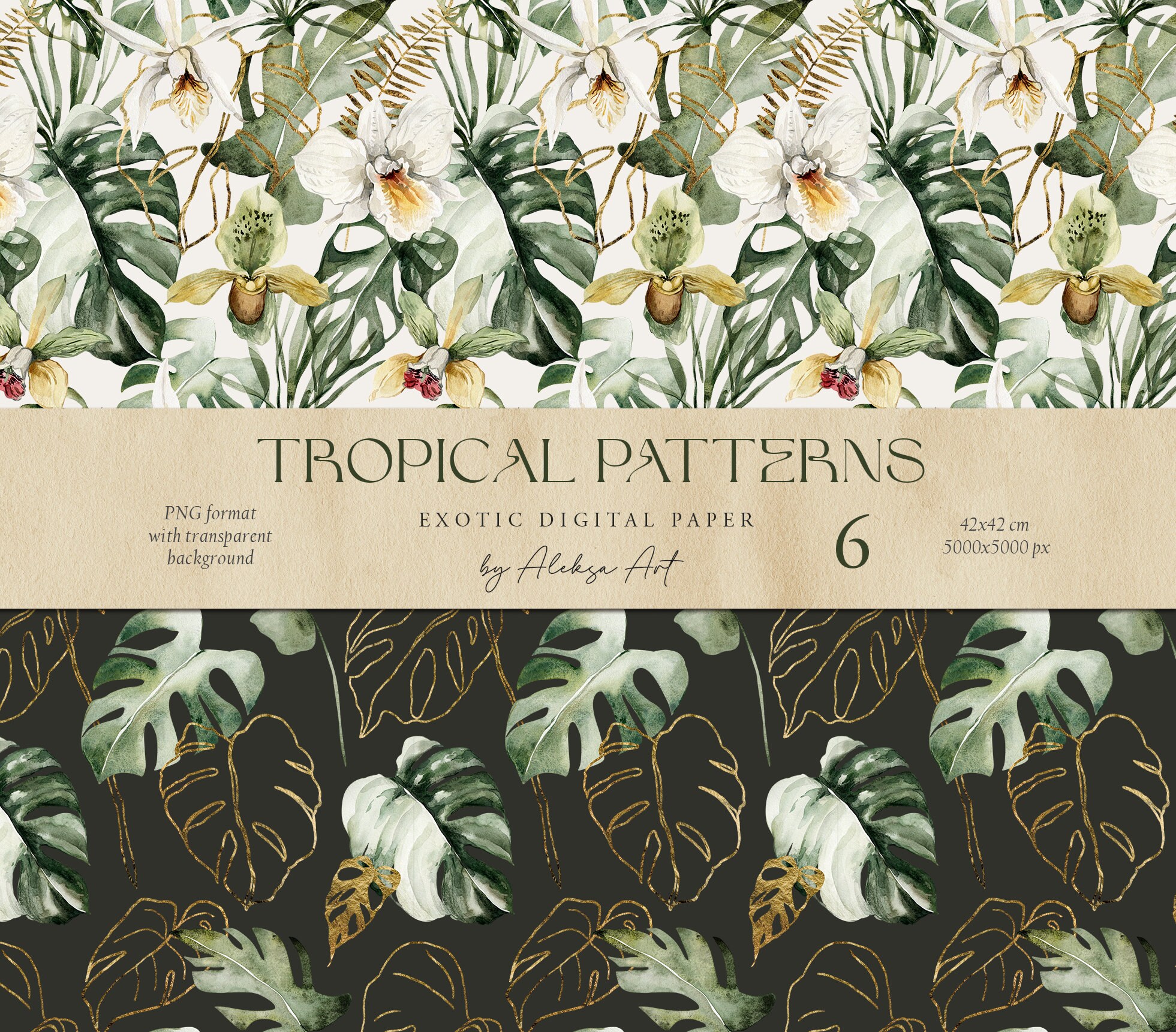 Tropical Digital Paper Clipart Seamless Pattern Scrapbook Pattern ...