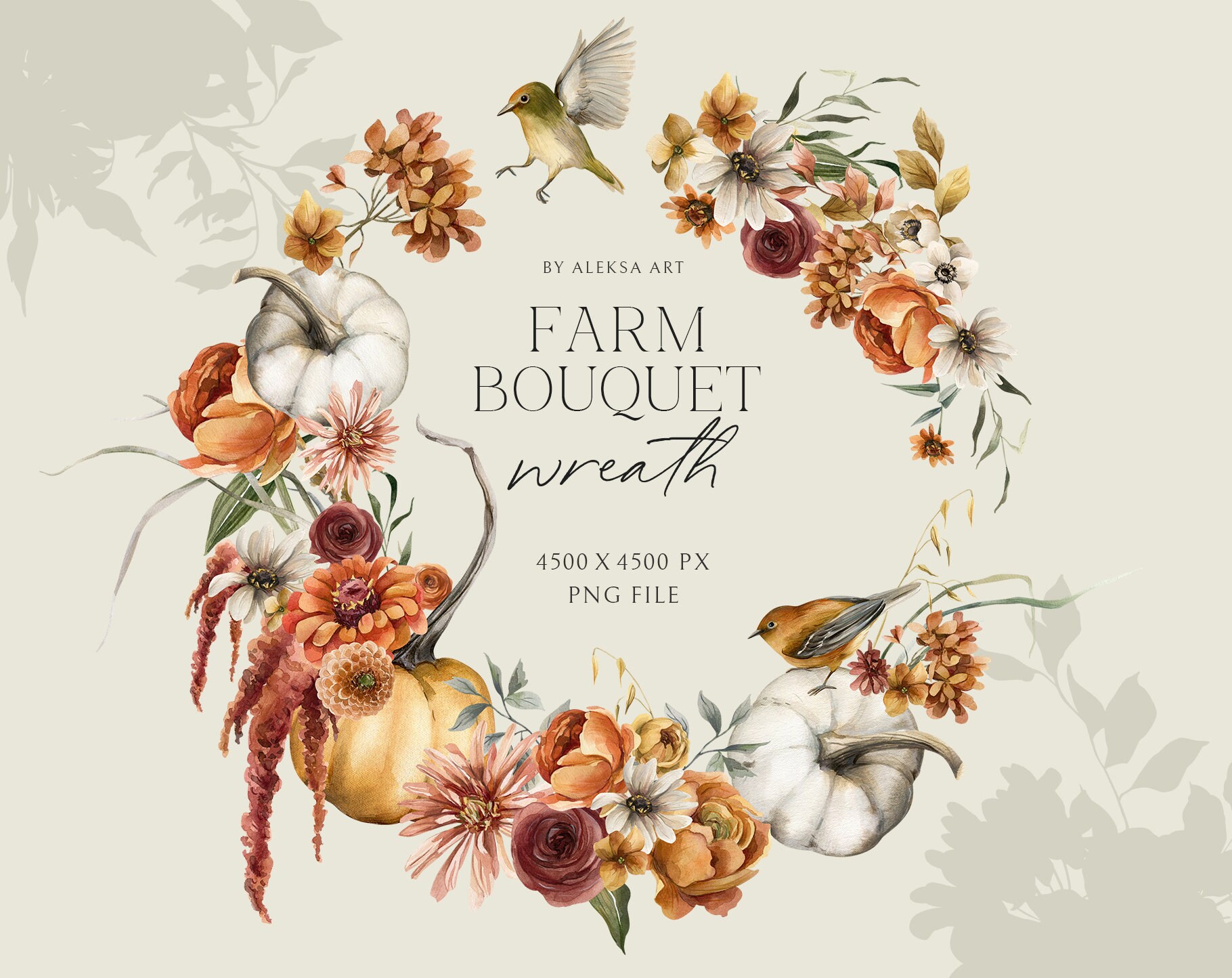 Autumn Wreath Watercolor Clipart Season Flowers Fall Floral - Etsy