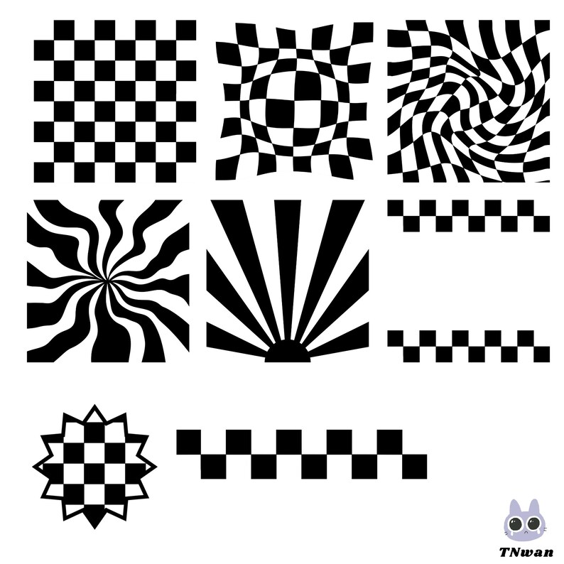 Retro Groovy Brush Stamp Procreate,patterns Groovy Checkered,checkered ...