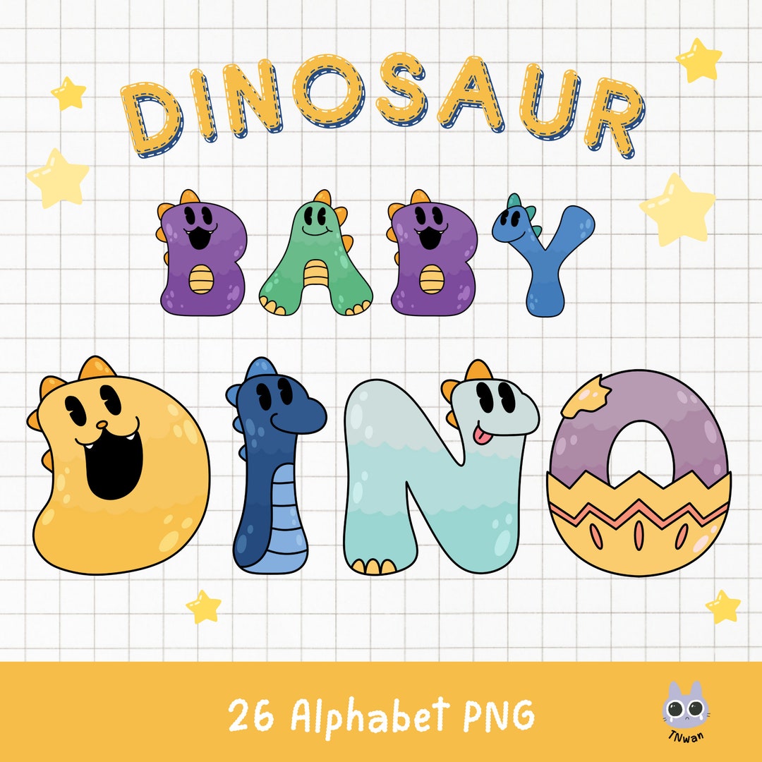 Dinosaur Alphabet Clipartalphabet Png Doodledinosaur - Etsy