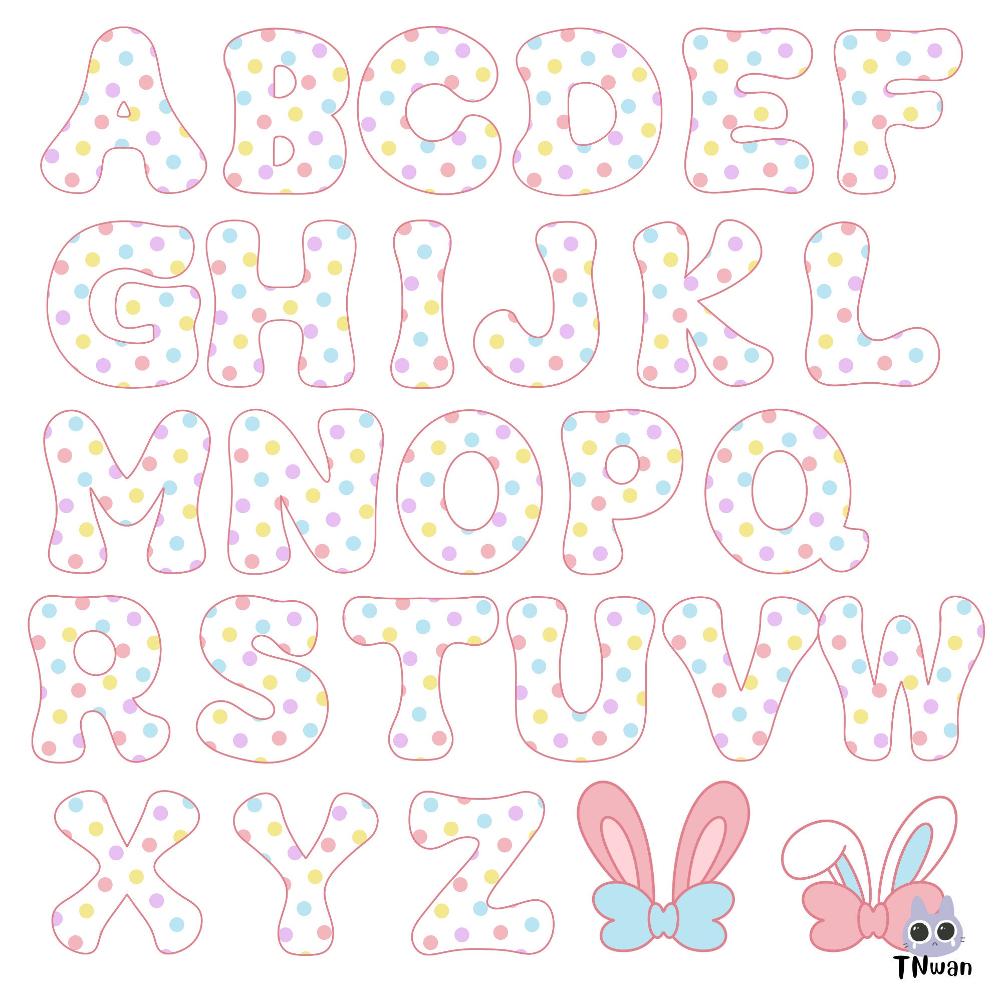 Easter Bunny Alphabet Letters PNG ,easter Doodle Alphabet,easter Eggs ...