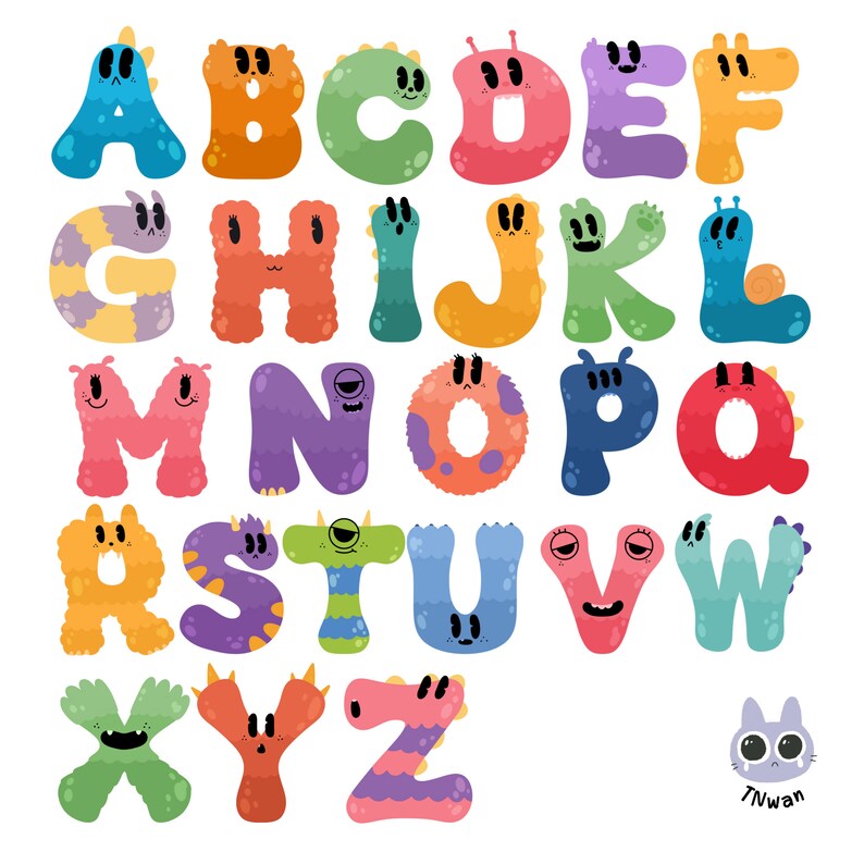 Monster Alphabet Clipart,alphabet Png Doodle,monster Letters,comic ...